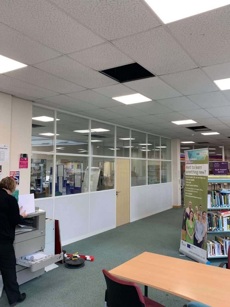 Library refurbishment, Office Partition wall Cambridgeshire | Manor ...